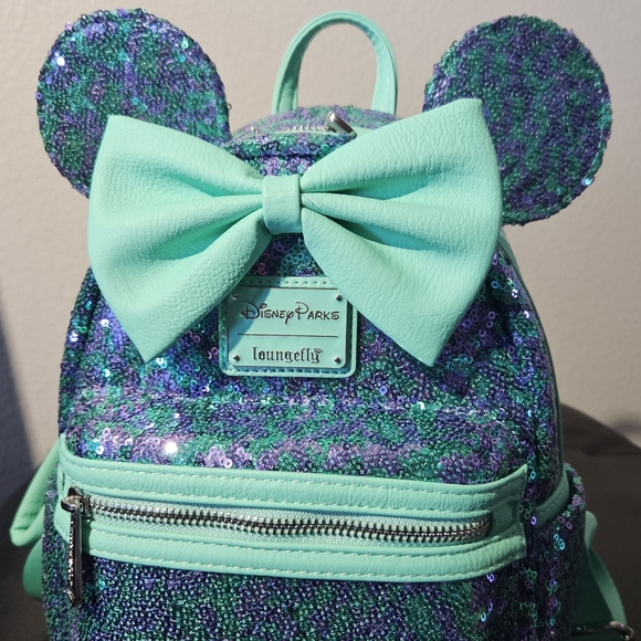 Loungefly | Accessories | Loungefly Sequin Mini Backpack Aqua And ...